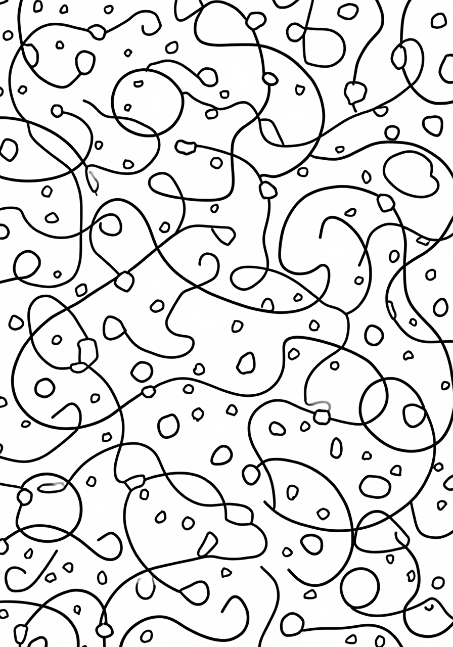 Dancing Dots and Curves - Free Abstract Coloring Page for All Ages