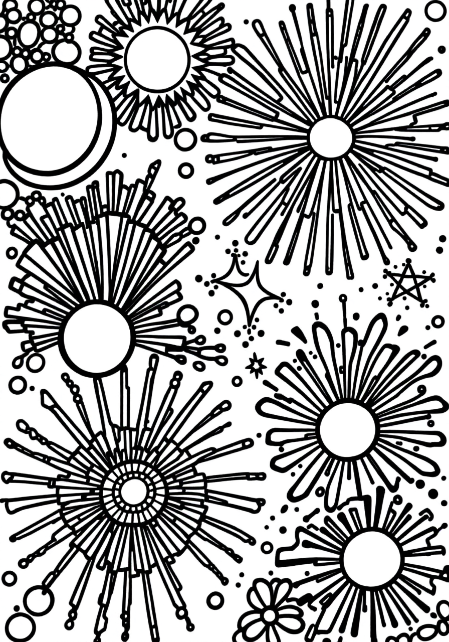 Exploding Starburst Patterns Coloring Page - Free Abstract Art Printout