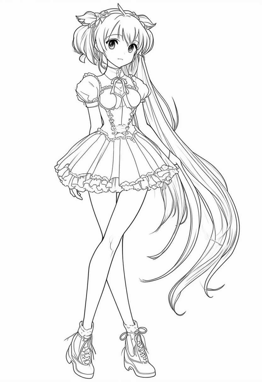 Anime Magical Girl Transformation - Free Coloring Page for Anime Fans