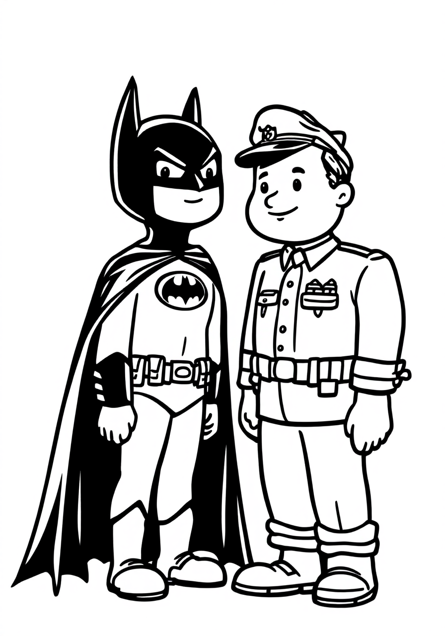 Batman Meeting Commissioner Gordon - Free Gotham Coloring Page