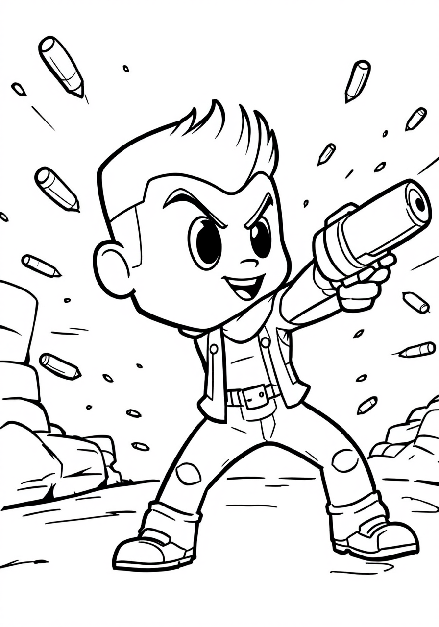 Colt Dodging Bullets in Showdown - Free Brawl Stars Coloring Page