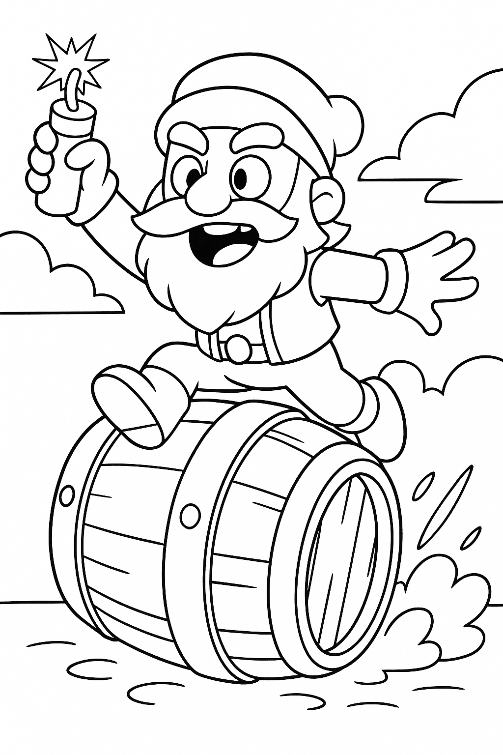 Dynamike Riding a Giant Barrel - Free Brawl Stars Coloring Page