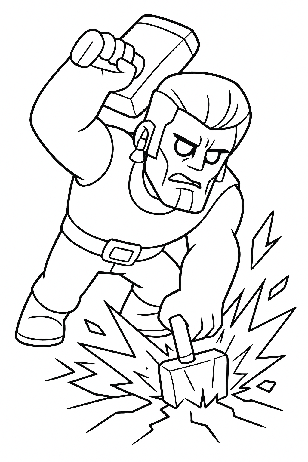 Frank Smashing the Ground - Free Brawl Stars Coloring Page