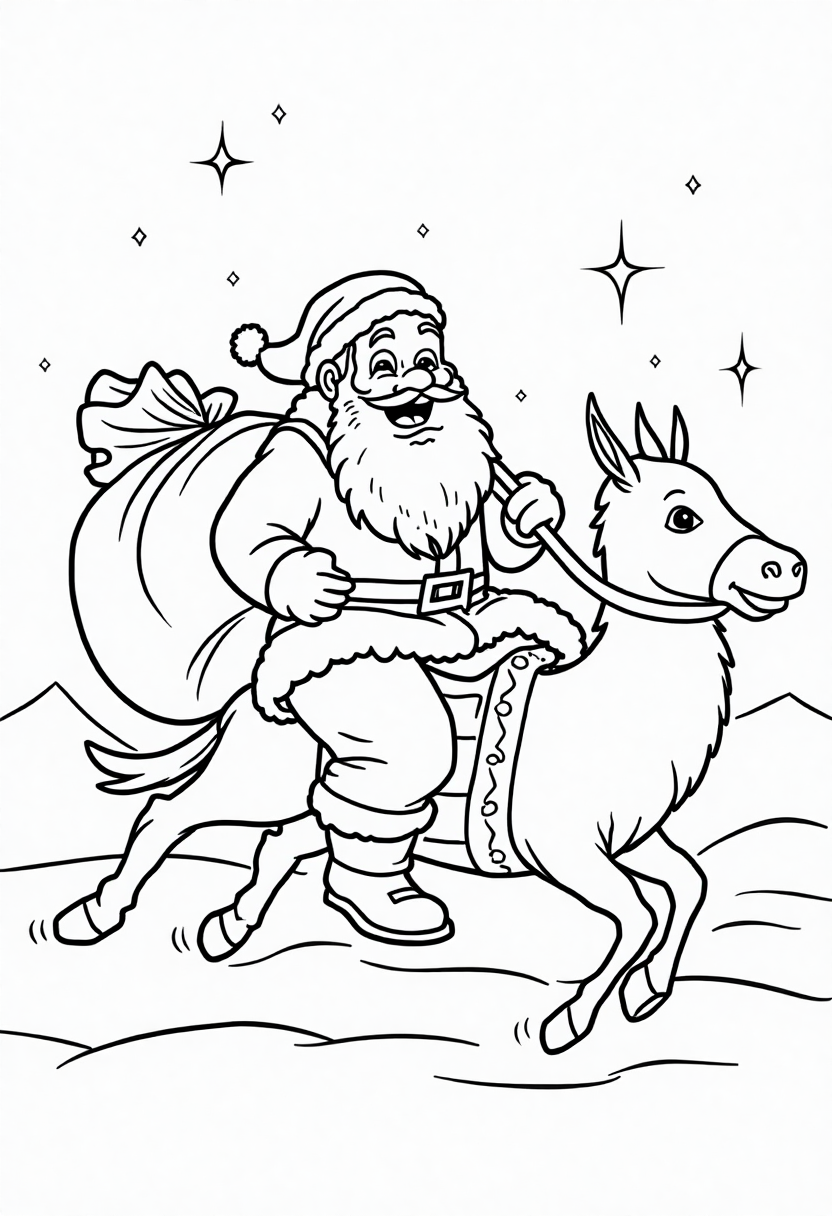 Santa Claus Christmas Eve Adventure - Free Printable Coloring Page