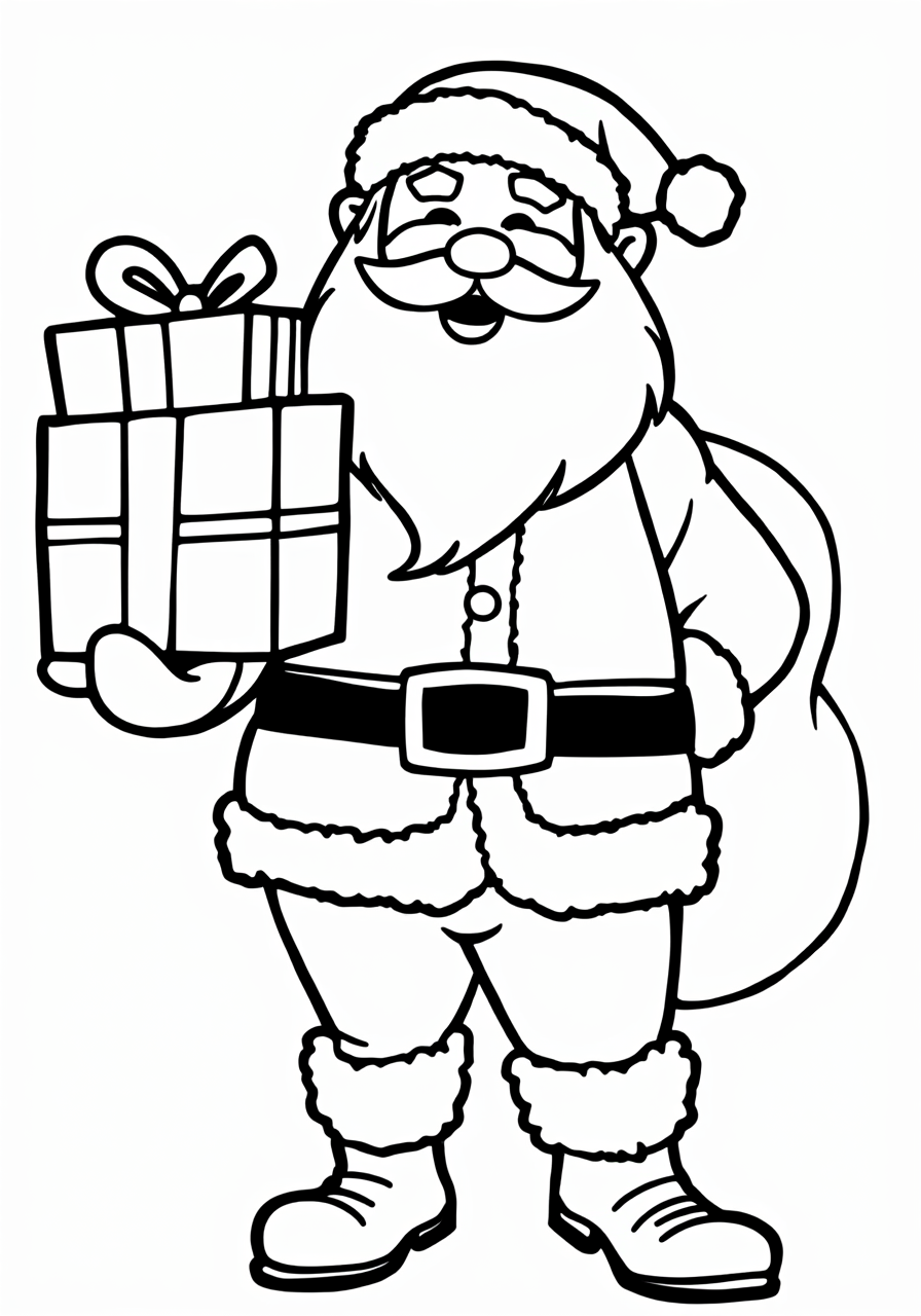 Santa Claus Delivering Presents - Free Christmas Coloring Page