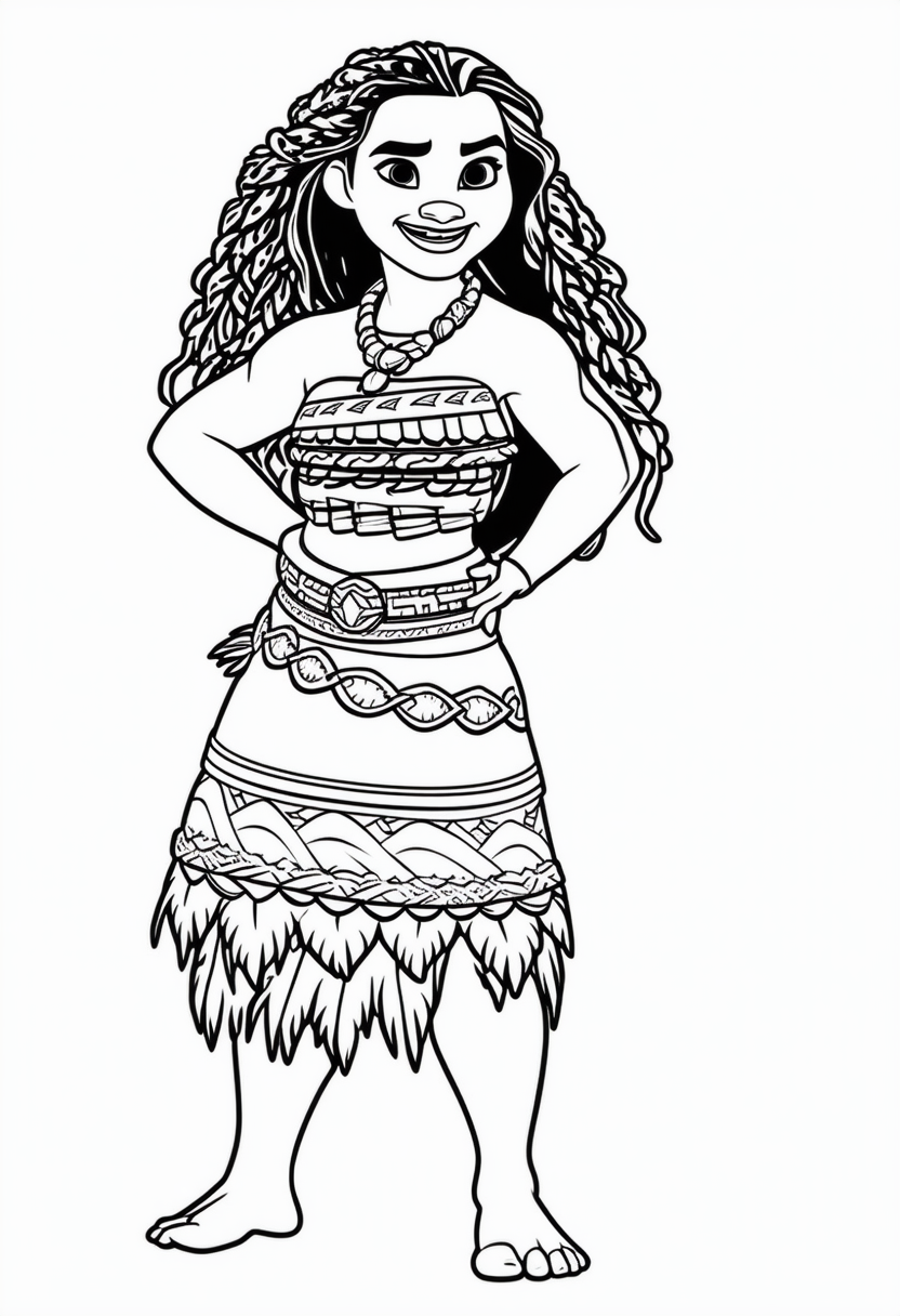 Disney Moana In An Ocean Voyage - Free Printable Coloring Page