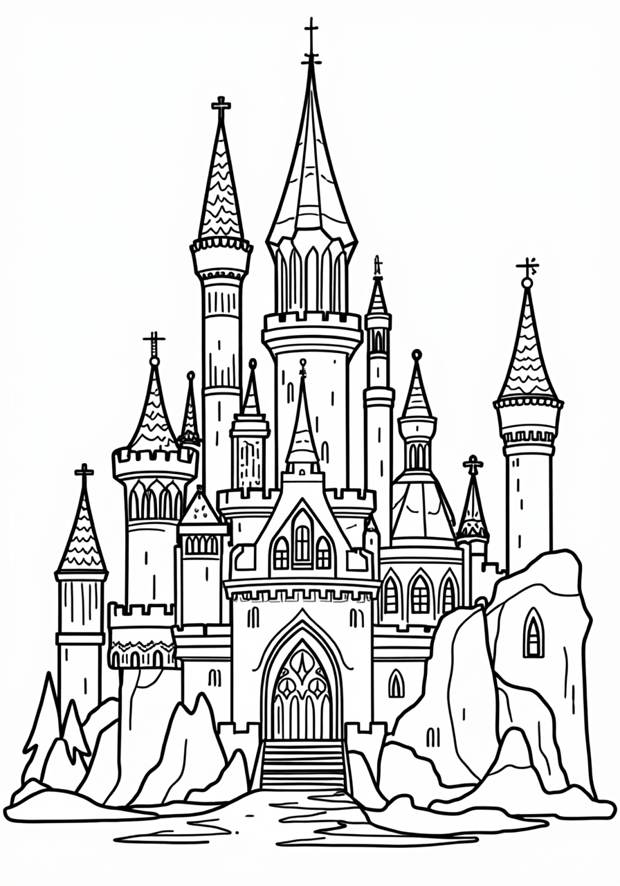 Elsa Building An Ice Castle - Free Disney Frozen Coloring Page
