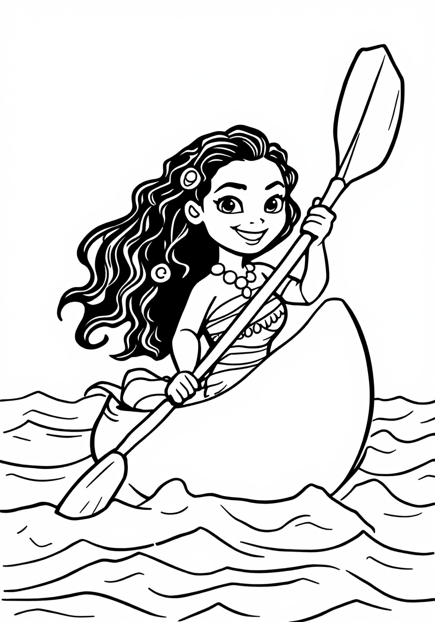 Moana Sailing Across The Ocean - Free Disney Coloring Page
