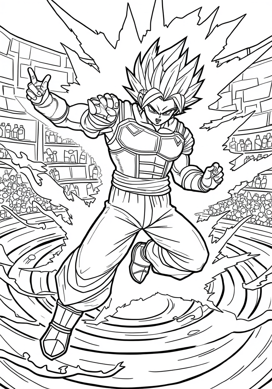 Cell Absorbing Energy In The Arena - Free Dragon Ball Z Coloring Page