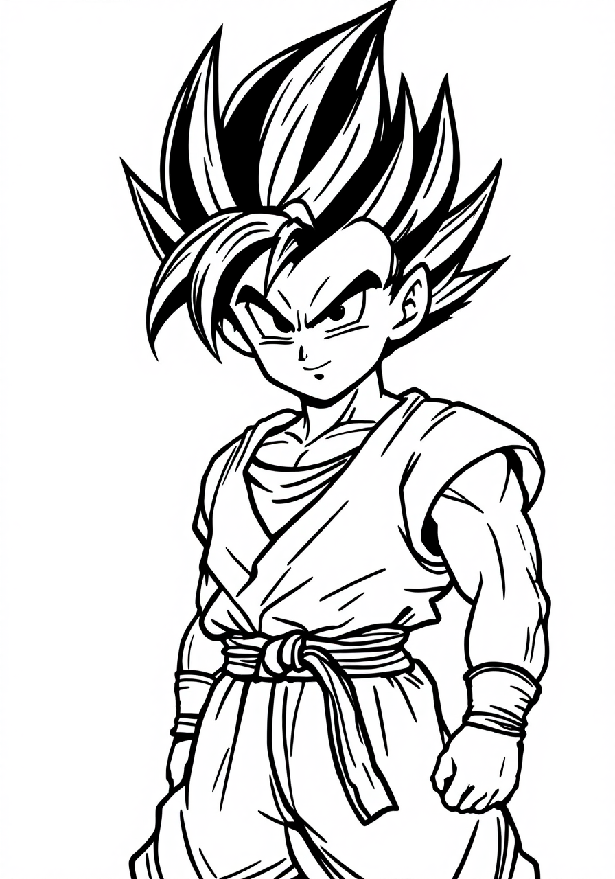 Teen Gohan Going Super Saiyan 2 - Free Dragon Ball Z Coloring Page
