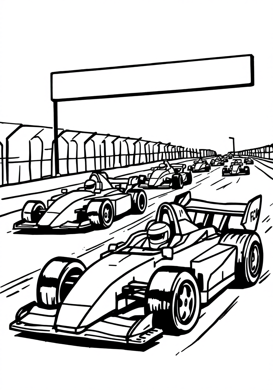 Lego Race Cars at the Finish Line - Free Printable Coloring Page