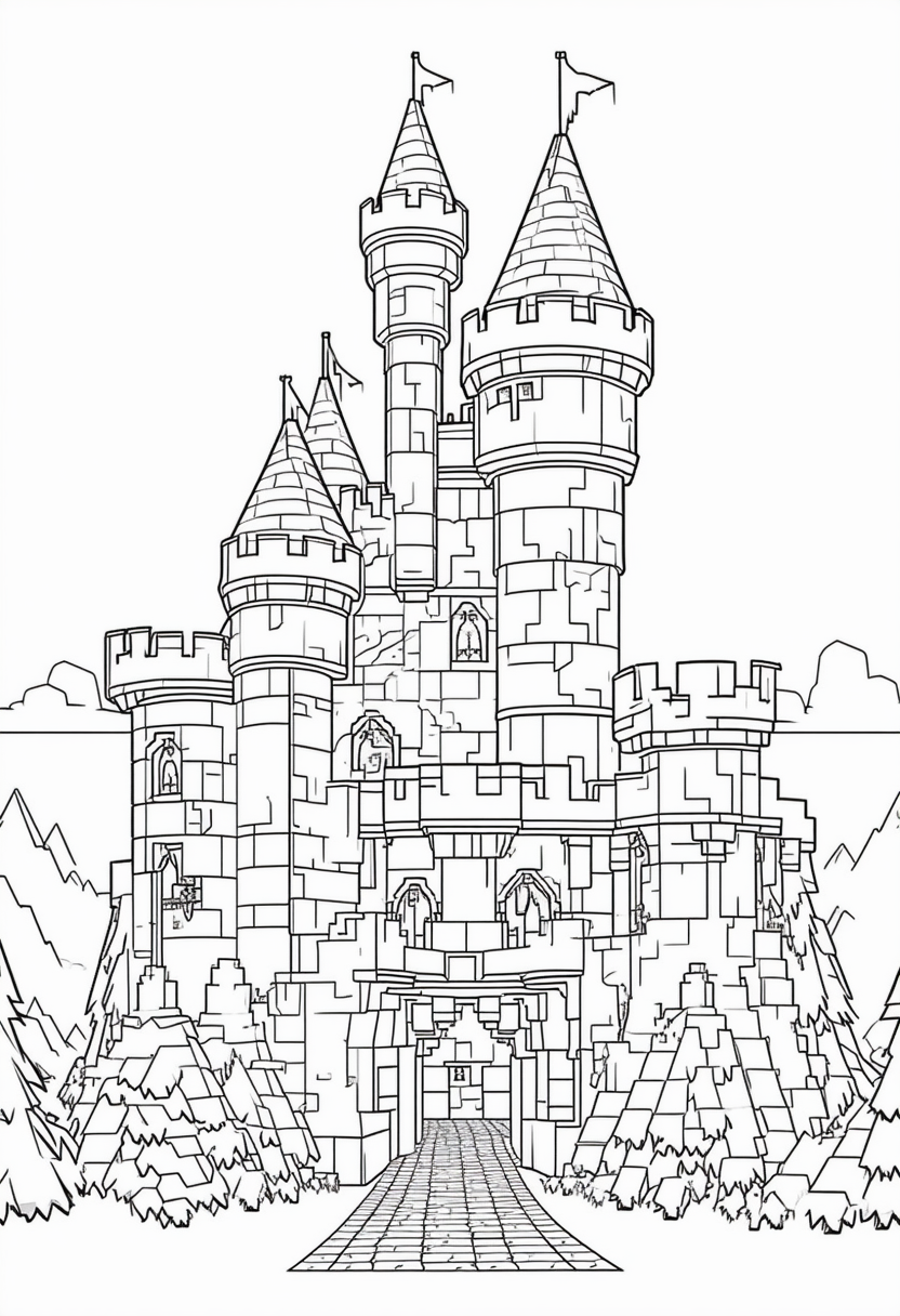 Epic Minecraft Castle Adventure - Free Minecraft Coloring Page