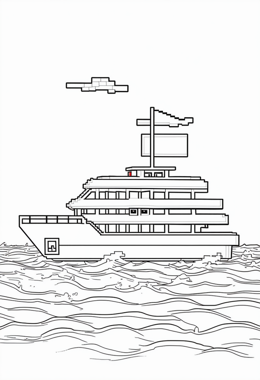 Minecraft Ocean Voyage - Free Adventure Coloring Page