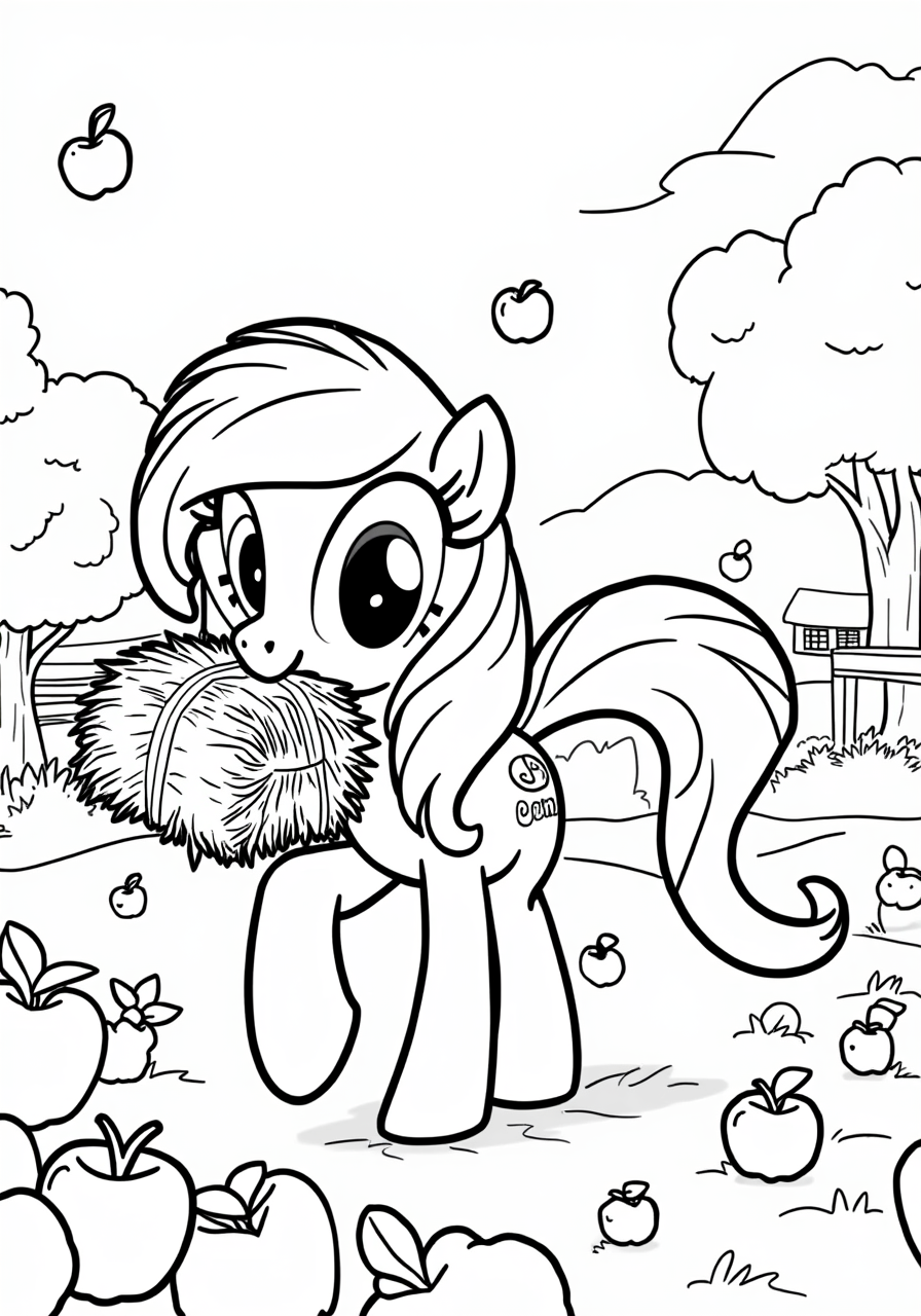 Applejack Bucking Apples In The Orchard – Free My Little Pony Coloring Page