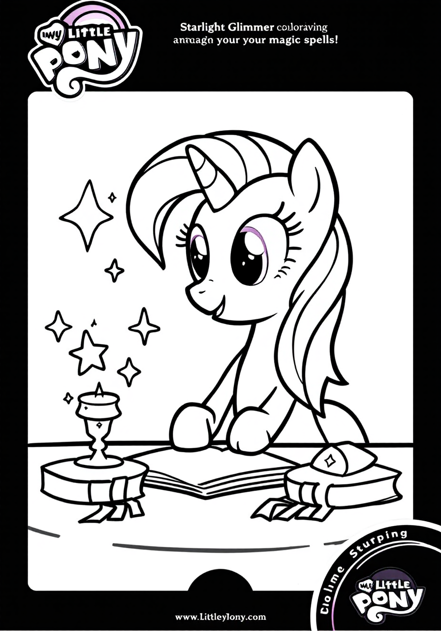 Starlight Glimmer Studying Magic Spells - Free My Little Pony Coloring Page