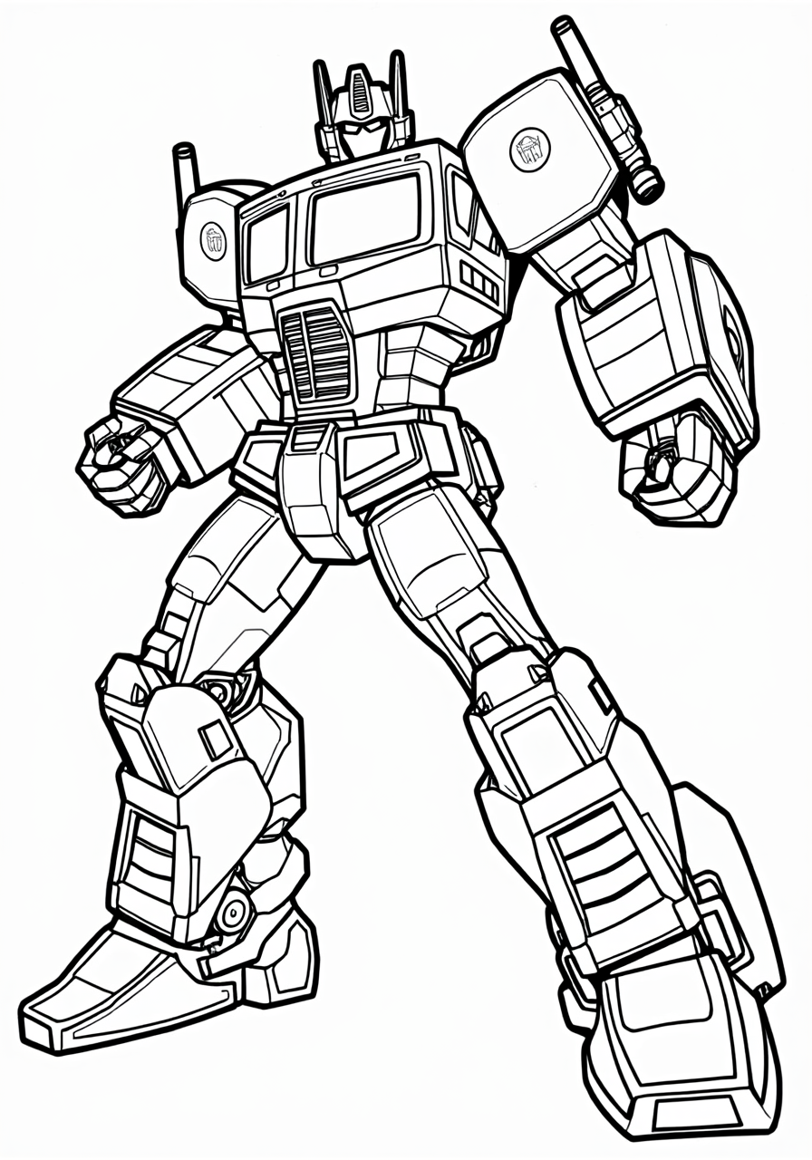 Optimus Prime Charging Into Battle - Free Transformers Coloring Page