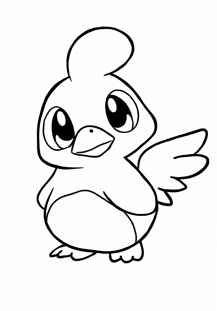Torchic Learning To Fly - Free Pokemon Coloring Page