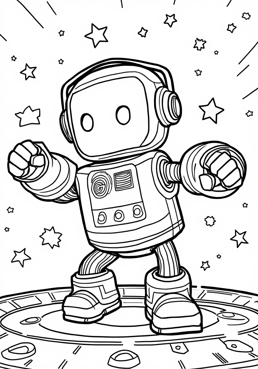 Boogie Bot Breakdancing at a Toy Disco - Free Poppy Playtime Coloring Page