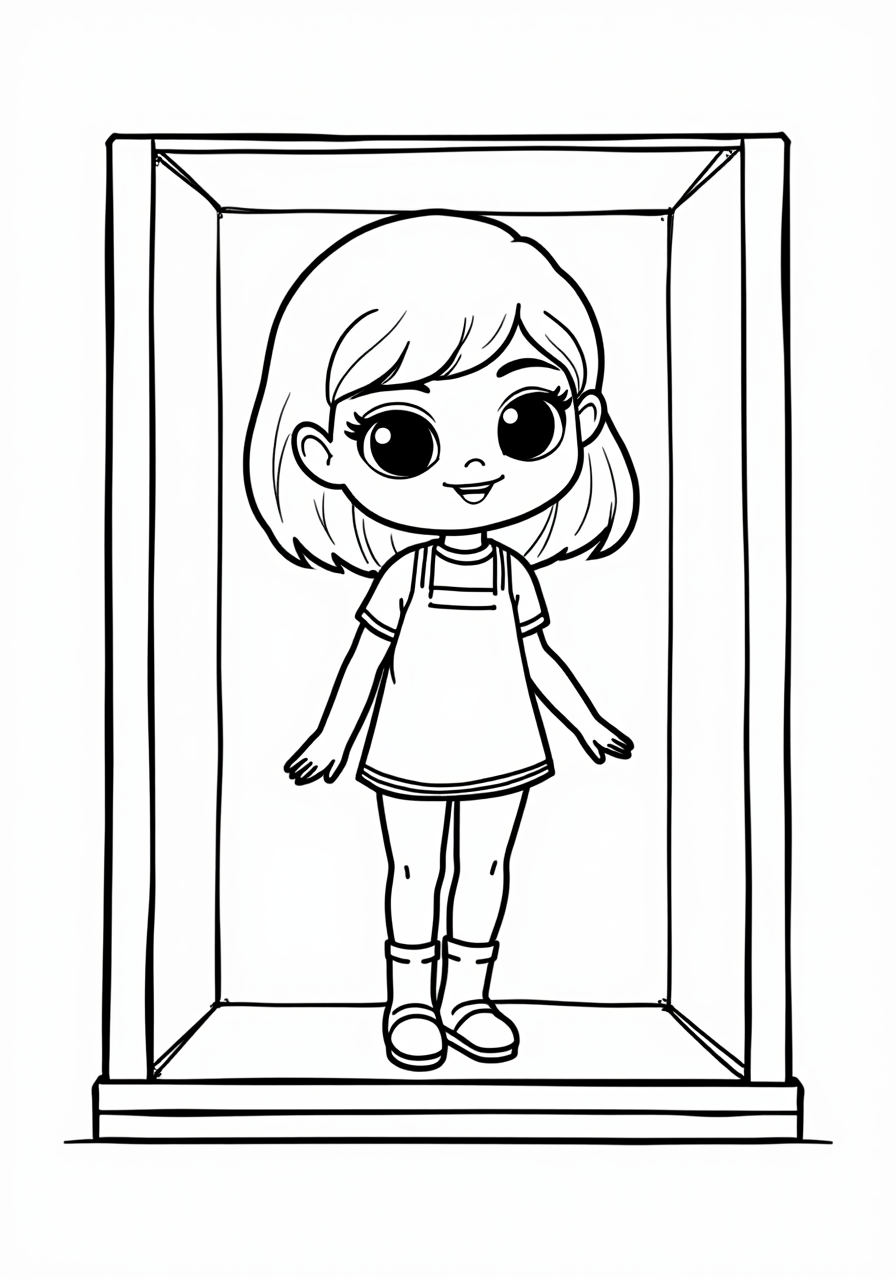 Poppy Doll Waiting in Her Display Case - Free Poppy Playtime Coloring Page