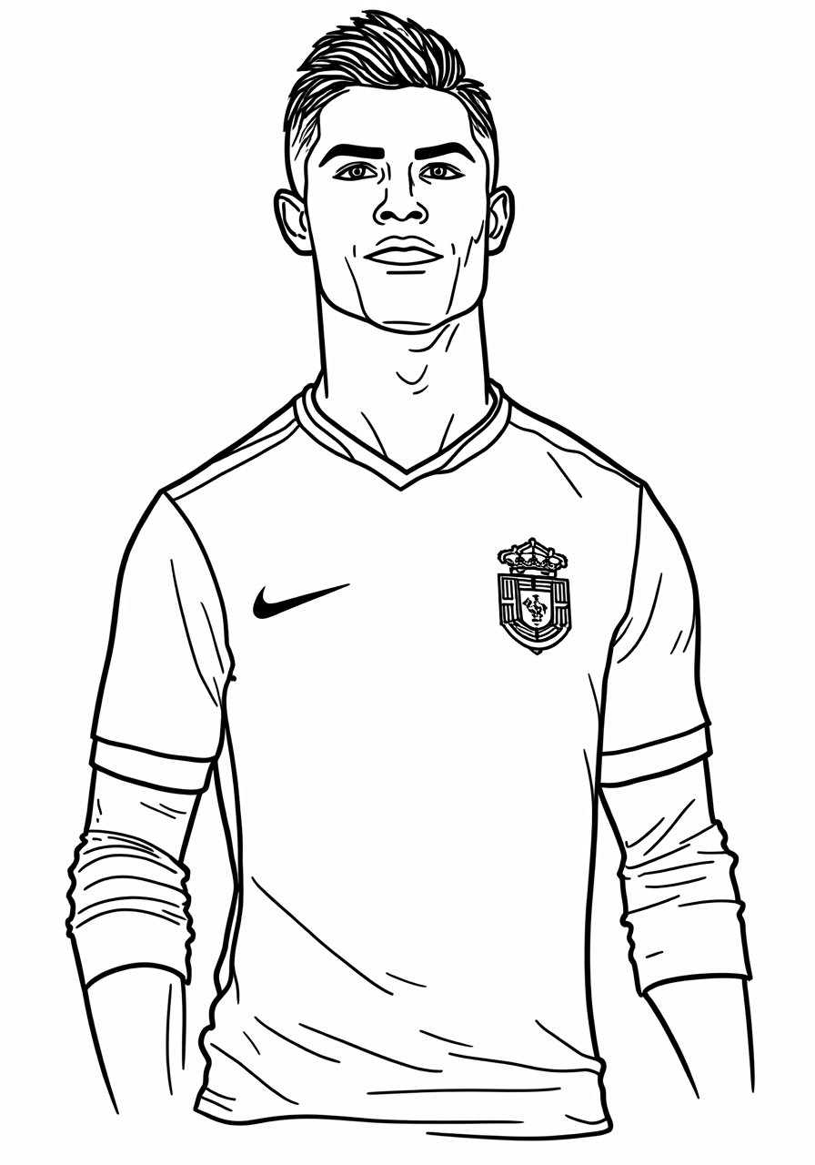 Ronaldo Wearing His National Team Jersey - Free Soccer Coloring Page