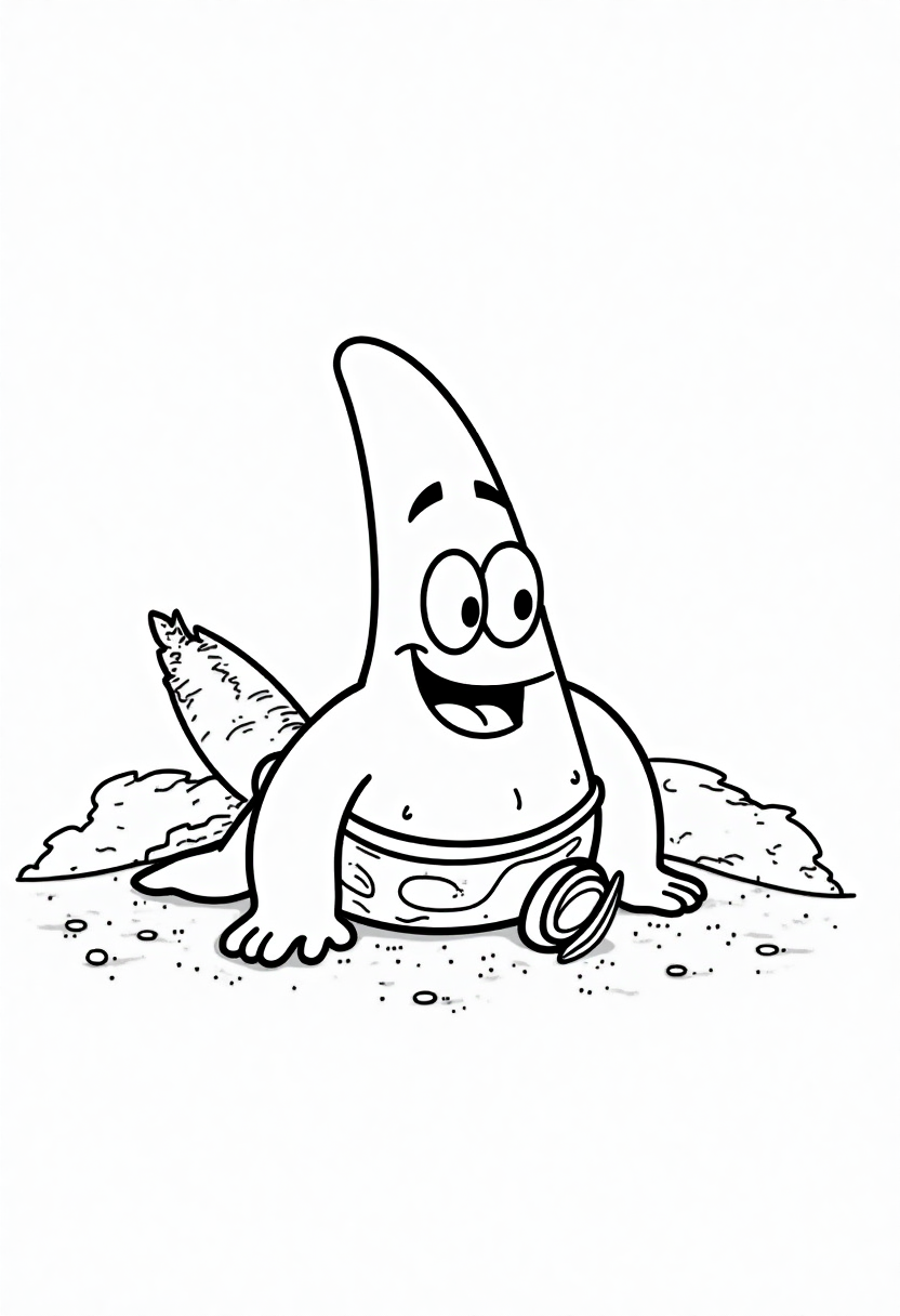 Patrick Napping Under A Rock In Bikini Bottom - Free Spongebob Coloring ...