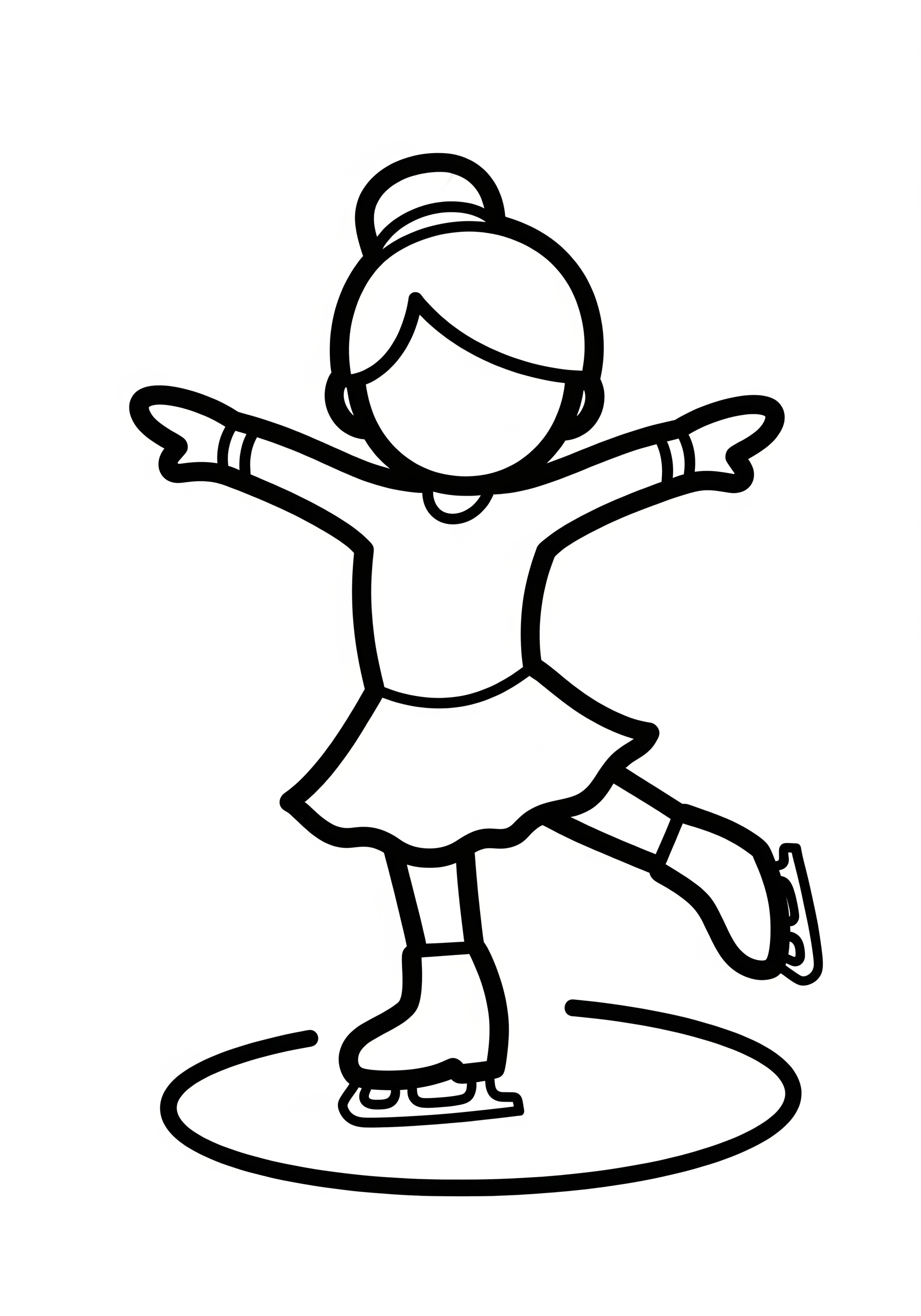 Figure Skater Spinning On Ice - Free Sports Coloring Page