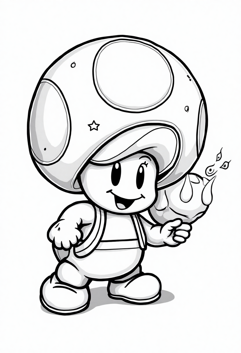 Toad Carrying a Power-Up Mushroom - Free Super Mario Coloring Page