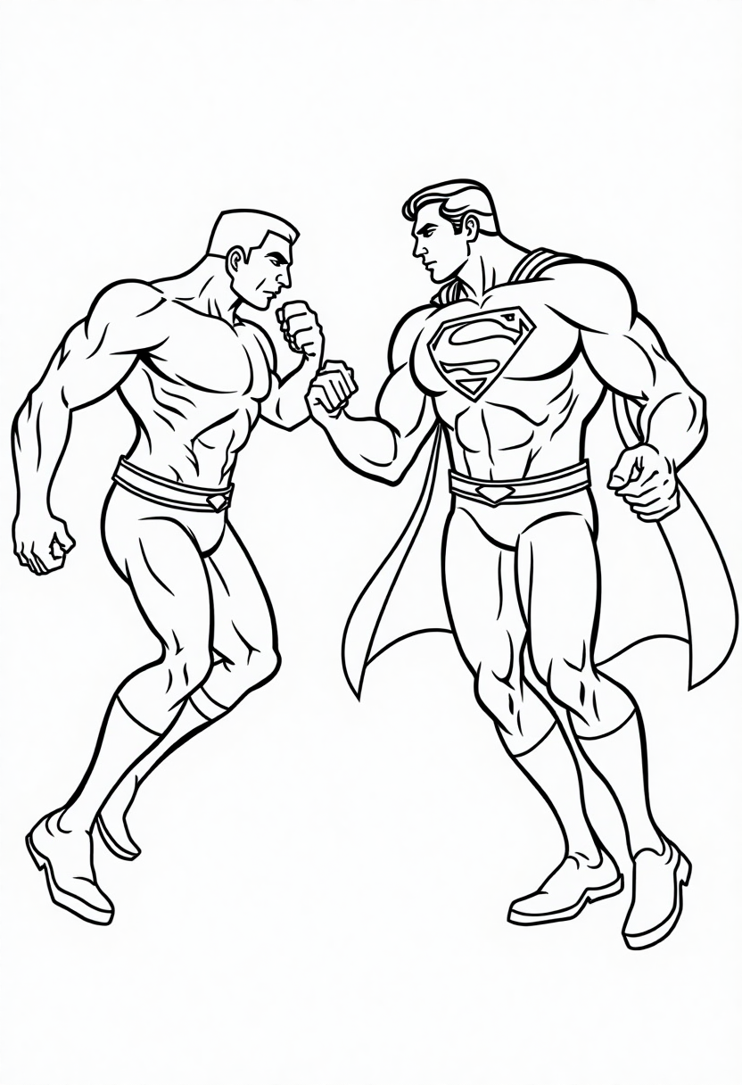 Superman Vs. Lex Luthor Showdown - Epic Superhero Coloring Page