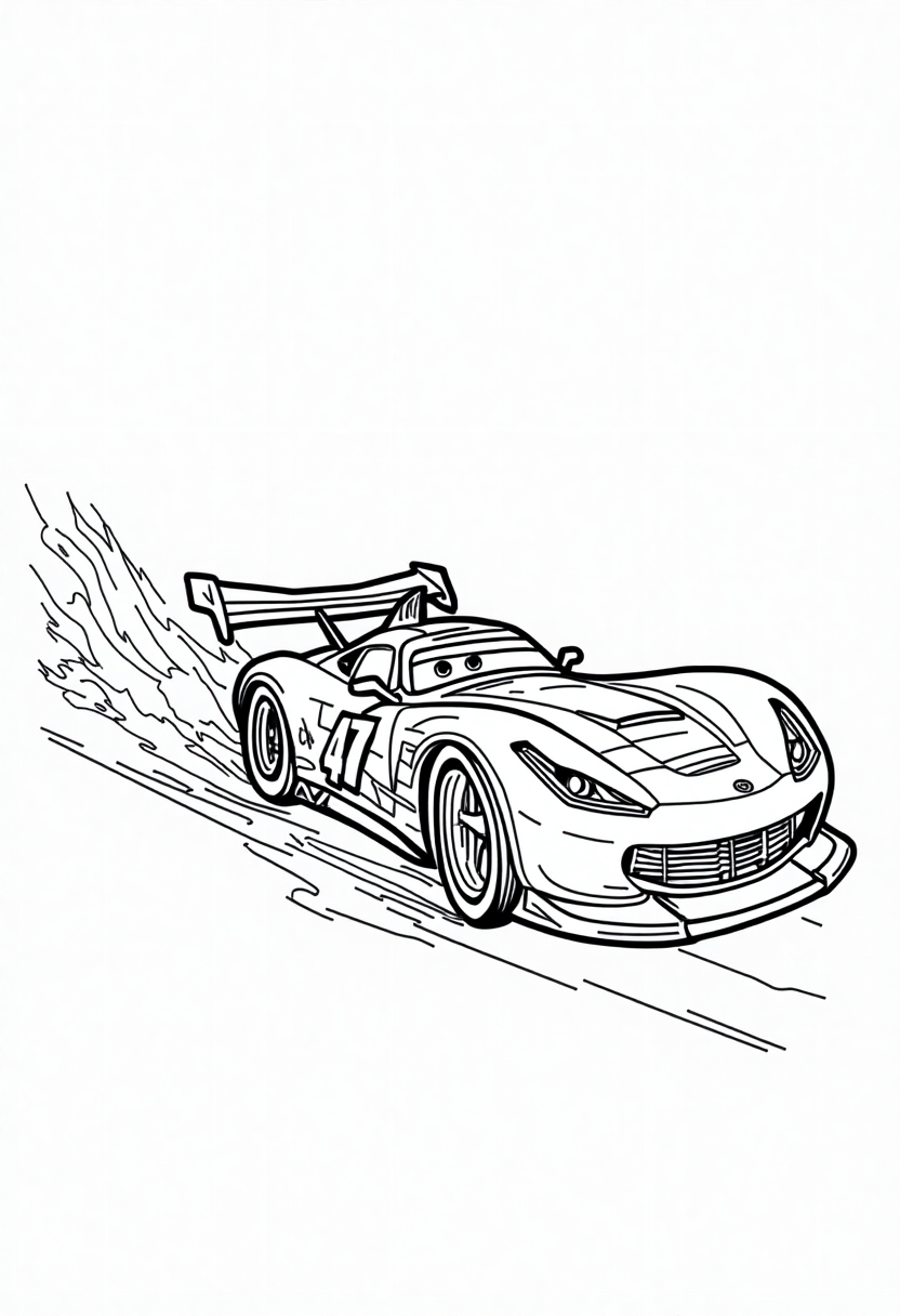 Race Car Speeding on the Track - Free Vehicle Coloring Page
