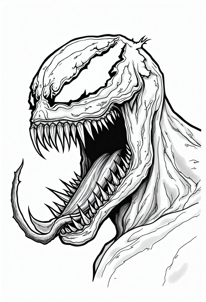 Venom Roaring With Sharp Teeth - Free Coloring Page for Kids