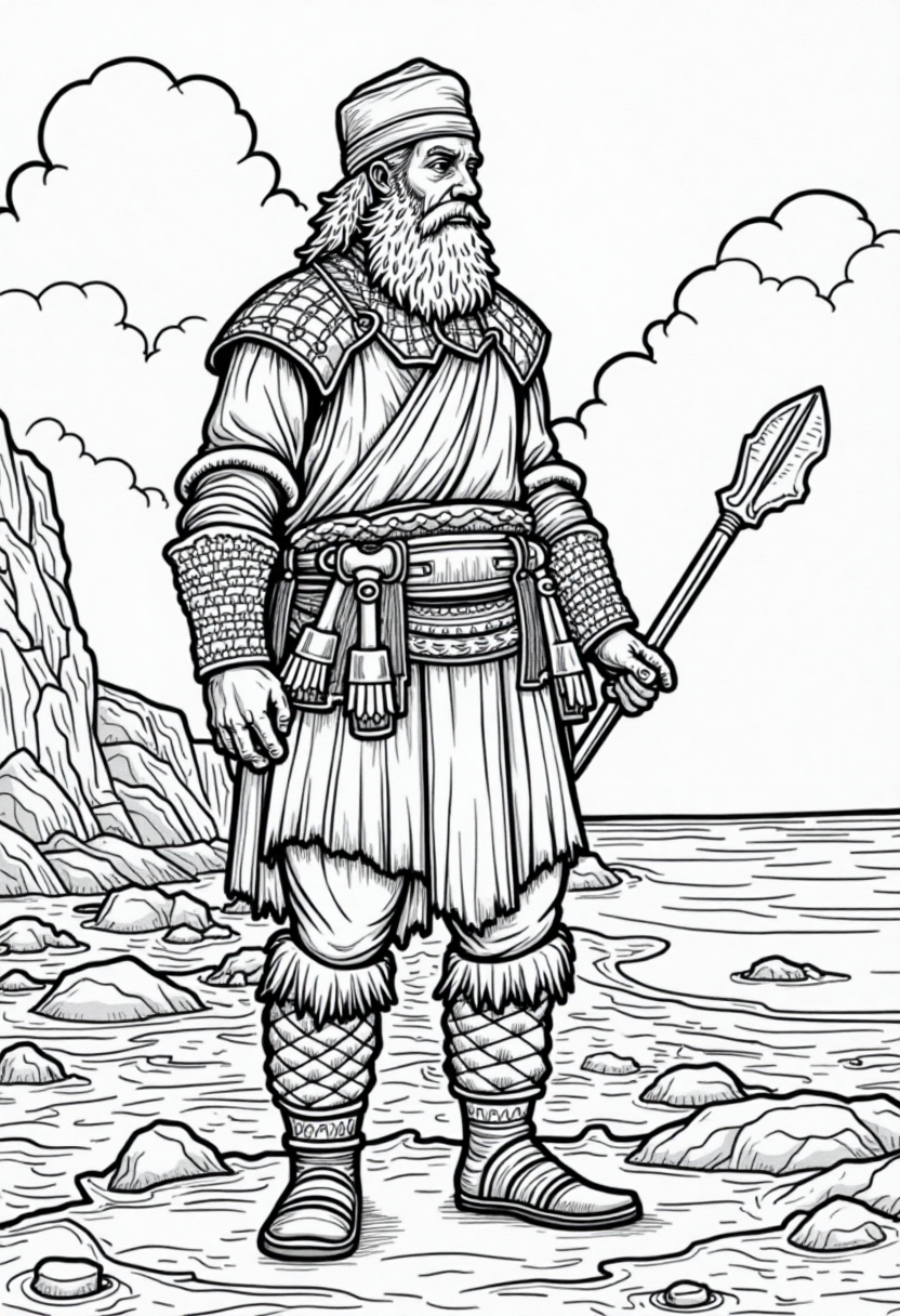 Viking Explorer Discovering New Lands - Free Vikings Coloring Page