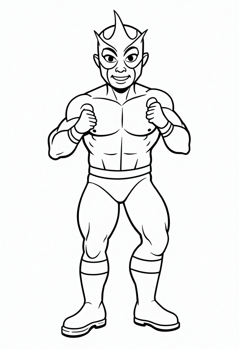 Masked Superstar Posing For Fans - Free Wrestling Coloring Page