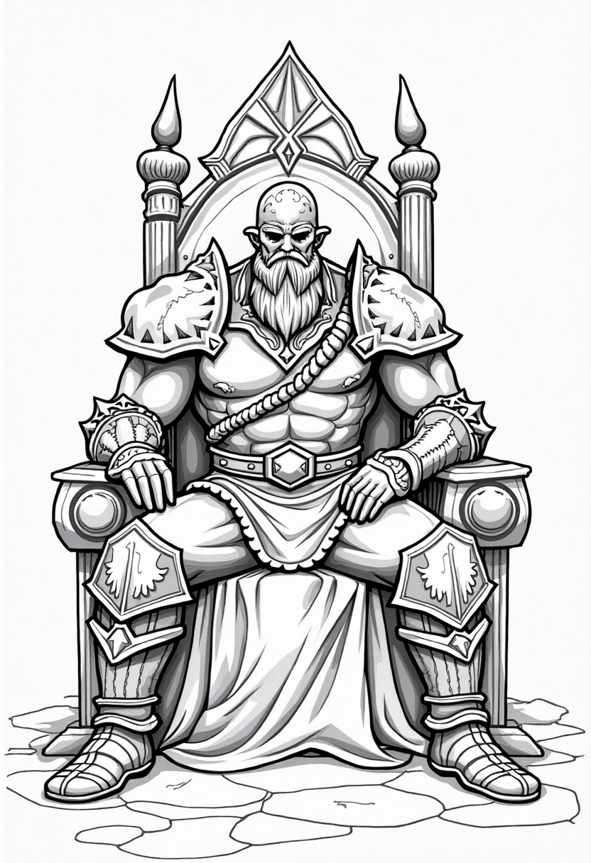 Ganondorf Sitting On His Throne - Free Zelda Coloring Page
